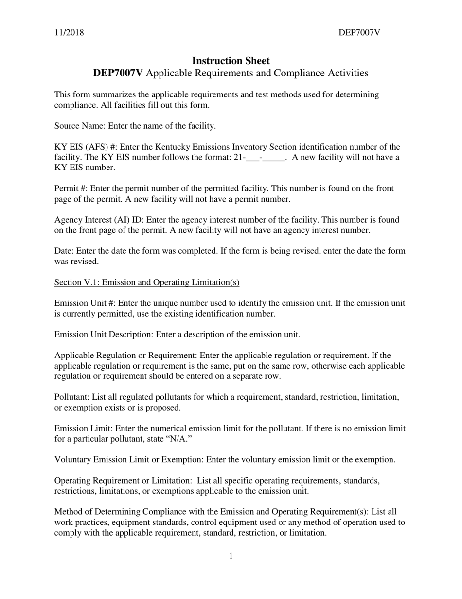 Download Instructions for Form DEP7007V Applicable Requirements and ...