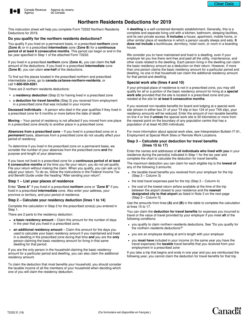 Form T2222 - 2019 - Fill Out, Sign Online and Download Fillable PDF ...