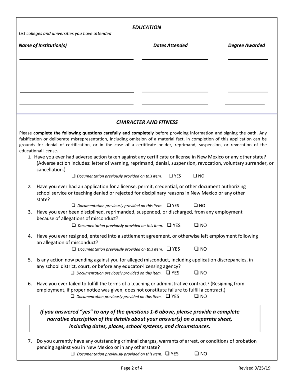 New Mexico Application for New Mexico Alternative Licensure - Fill Out, Sign Online and Download ...