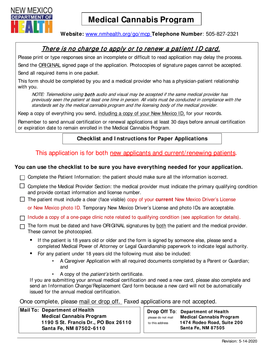 New Mexico Medical Cannabis Program Patient Enrollment Application ...