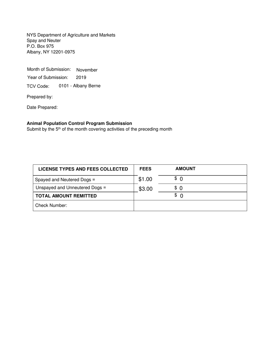 New York Animal Population Control Program Submission - Fill Out, Sign ...