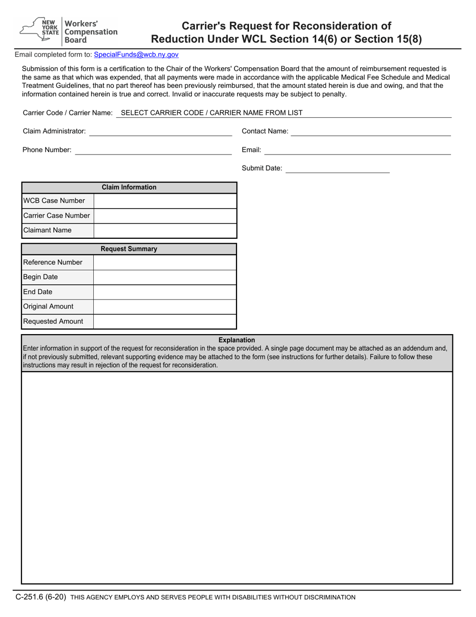Form C-251.6 - Fill Out, Sign Online and Download Fillable PDF, New ...