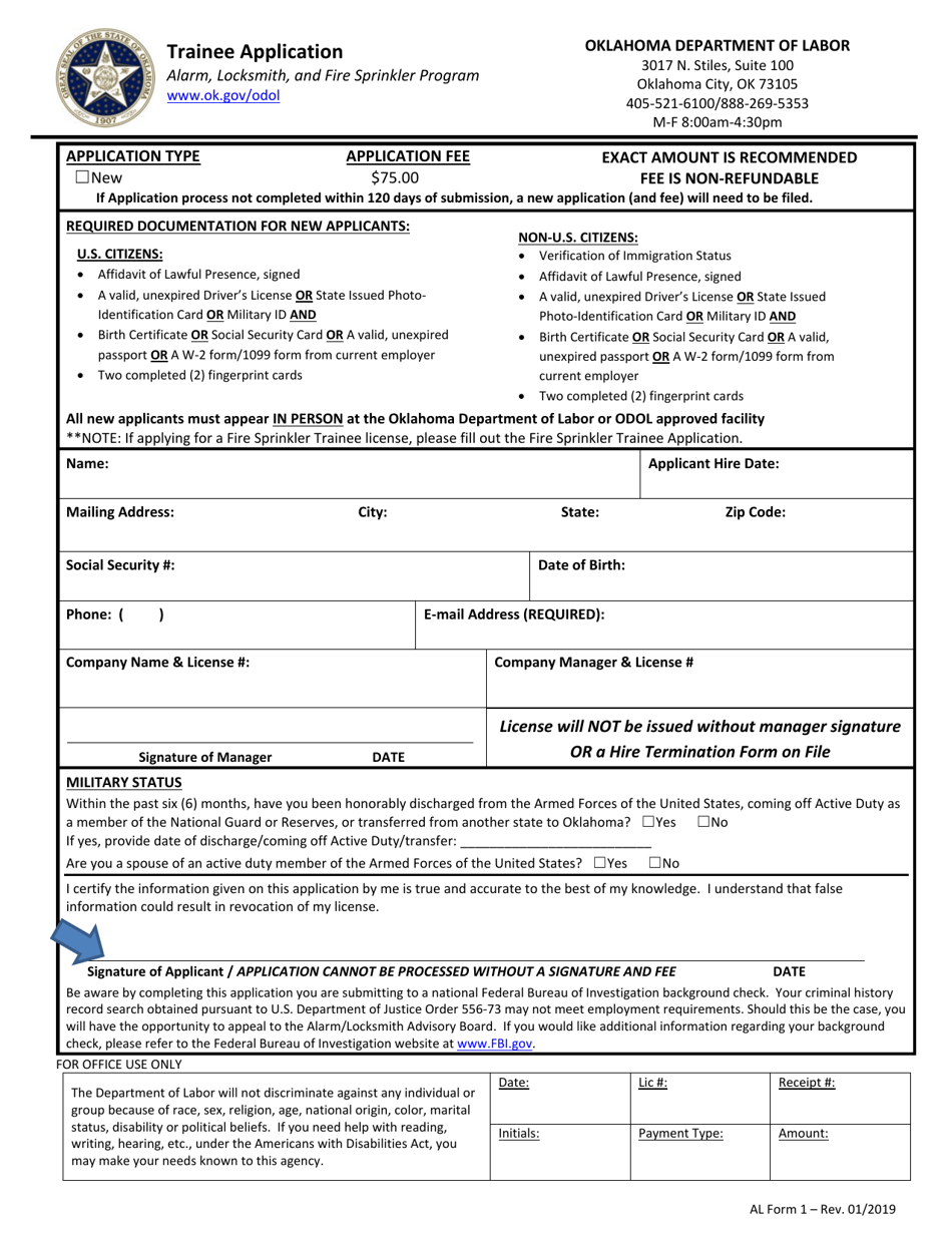 AL Form 1 - Fill Out, Sign Online and Download Fillable PDF, Oklahoma ...