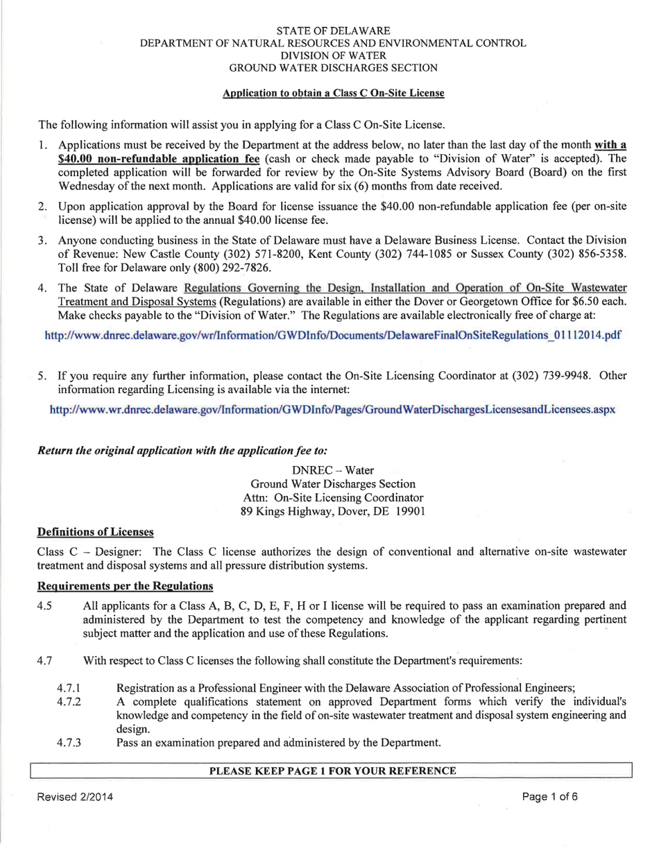 Delaware Application to Obtain a Class C on-Site License - Fill Out ...