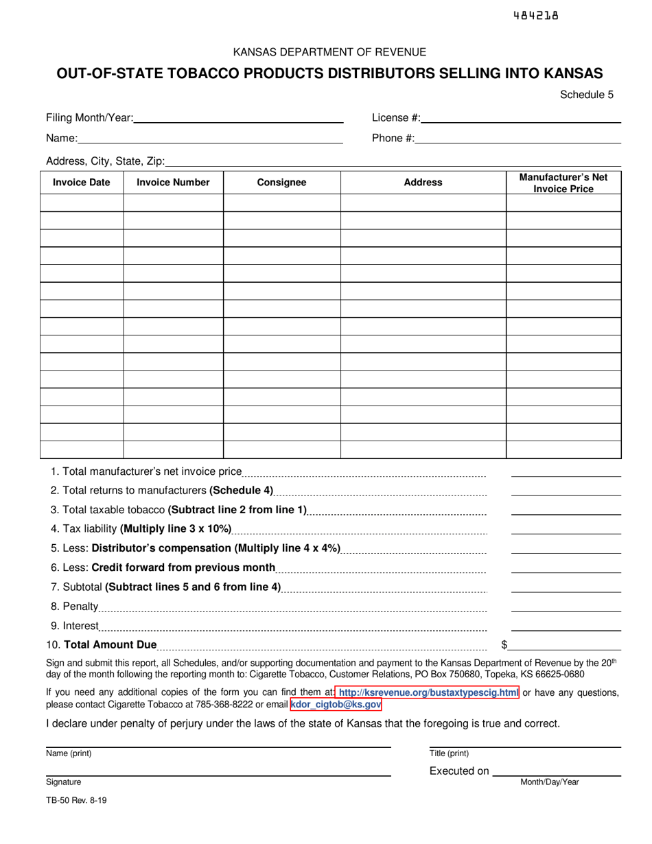 Form TB-50 Schedule 5 - Fill Out, Sign Online and Download Fillable PDF ...