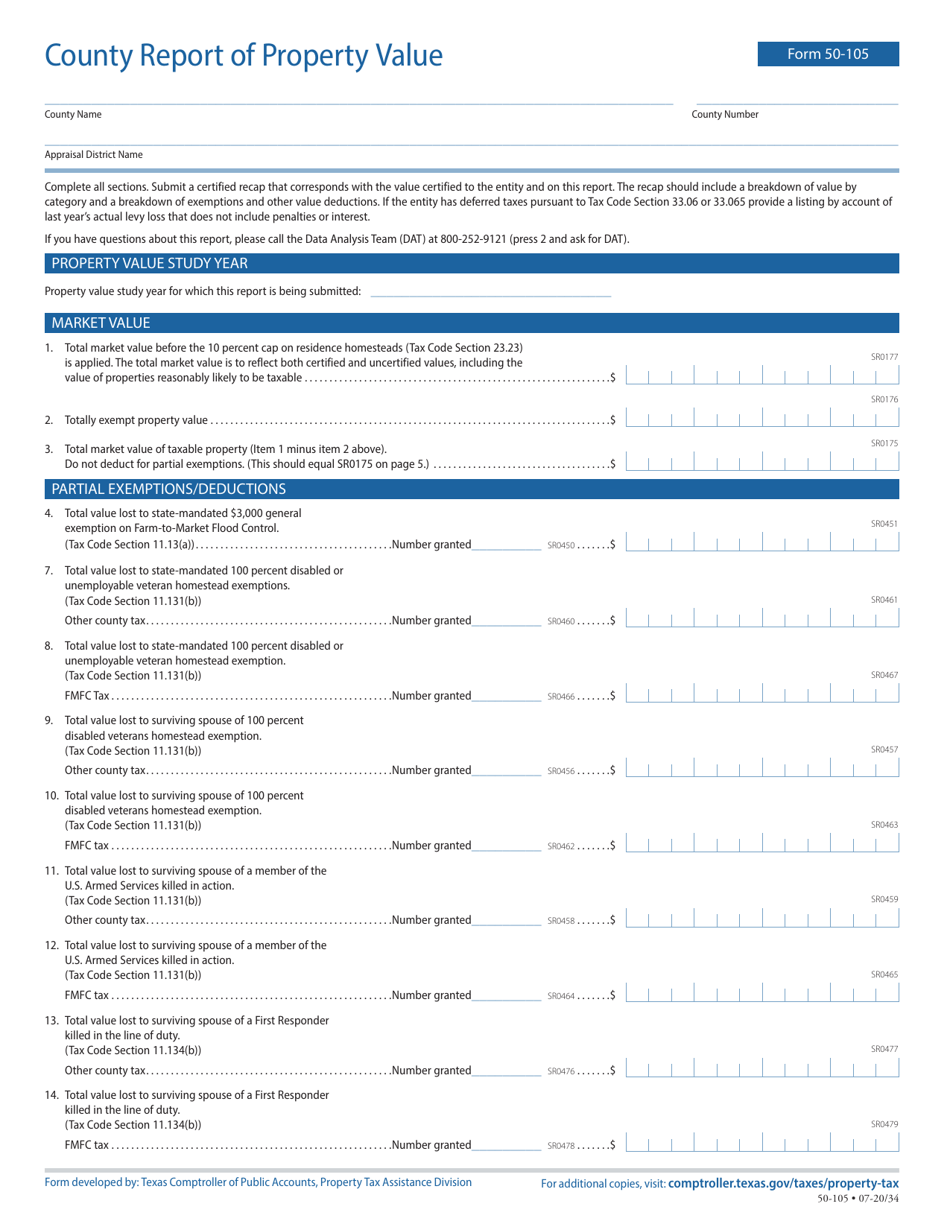 Form 50-105 - Fill Out, Sign Online and Download Fillable PDF, Texas ...