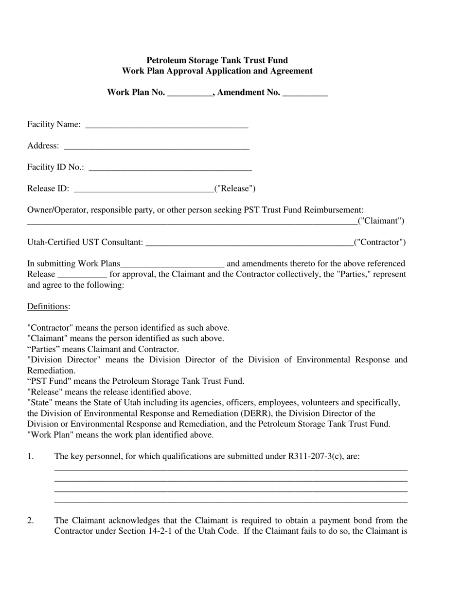 Utah Petroleum Storage Tank Trust Fund Work Plan Approval Application ...