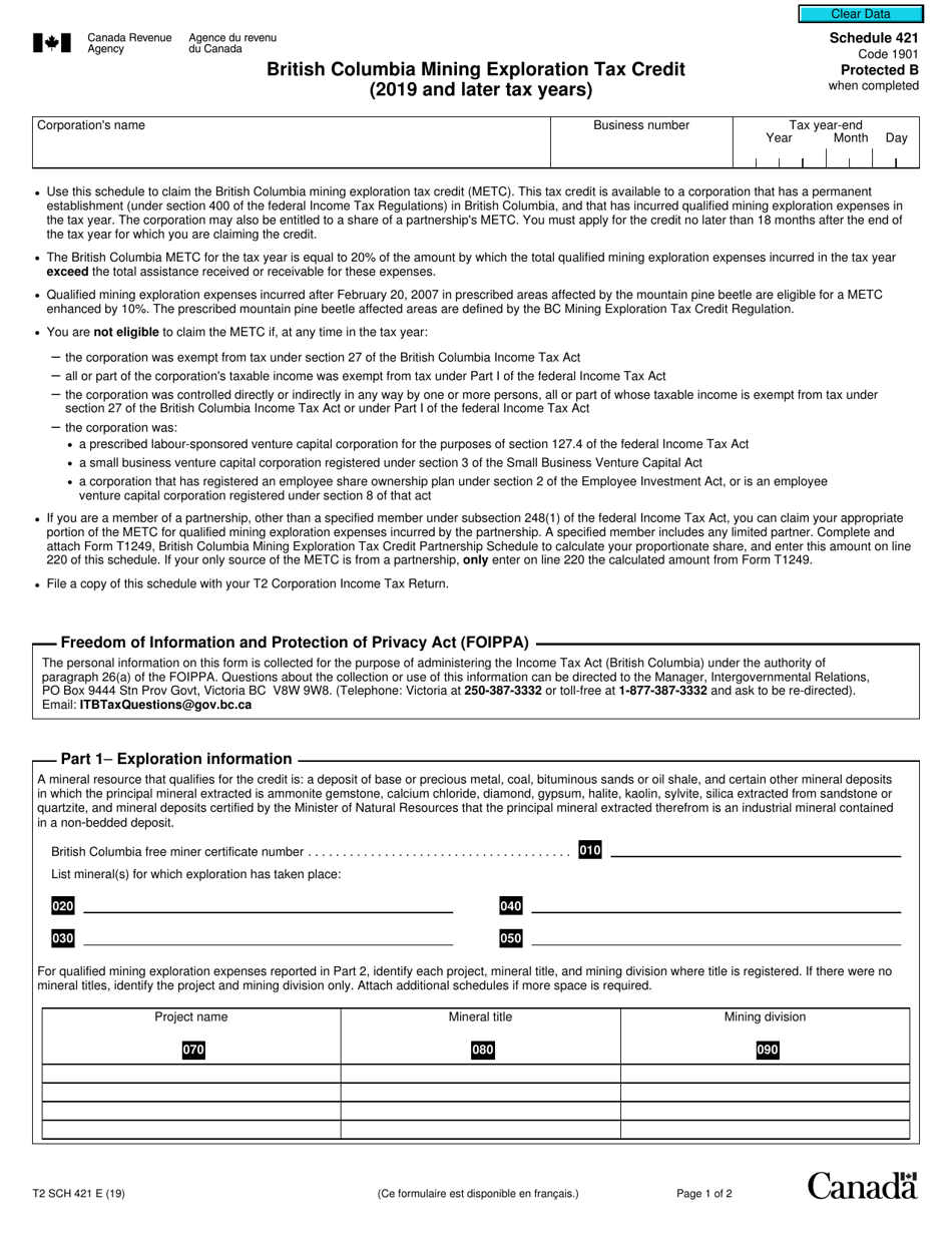 Form T2 Schedule 421 - Fill Out, Sign Online and Download Fillable PDF ...