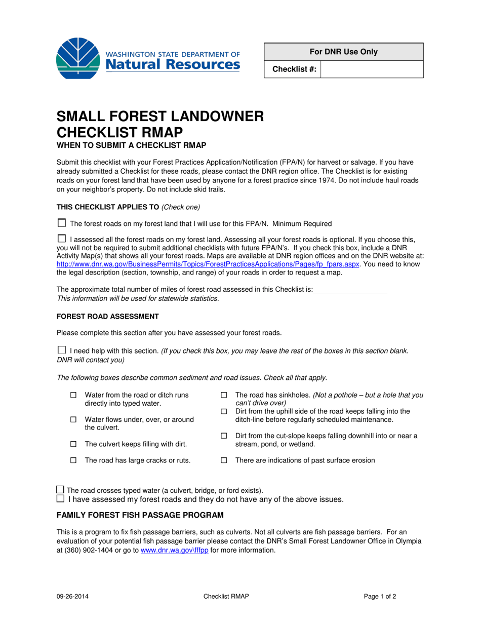 Washington Small Forest Landowner Checklist Rmap - Fill Out, Sign ...