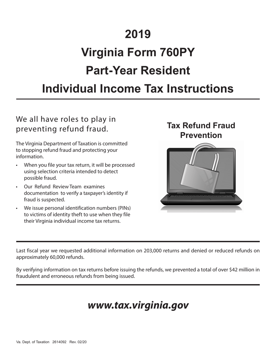 Download Instructions for Form 760PY Virginia Part-Year Resident Income ...