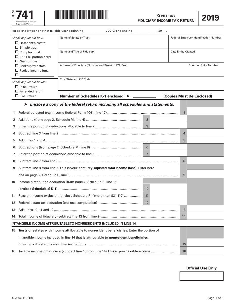 Ky 741 Fillable Form - Printable Forms Free Online
