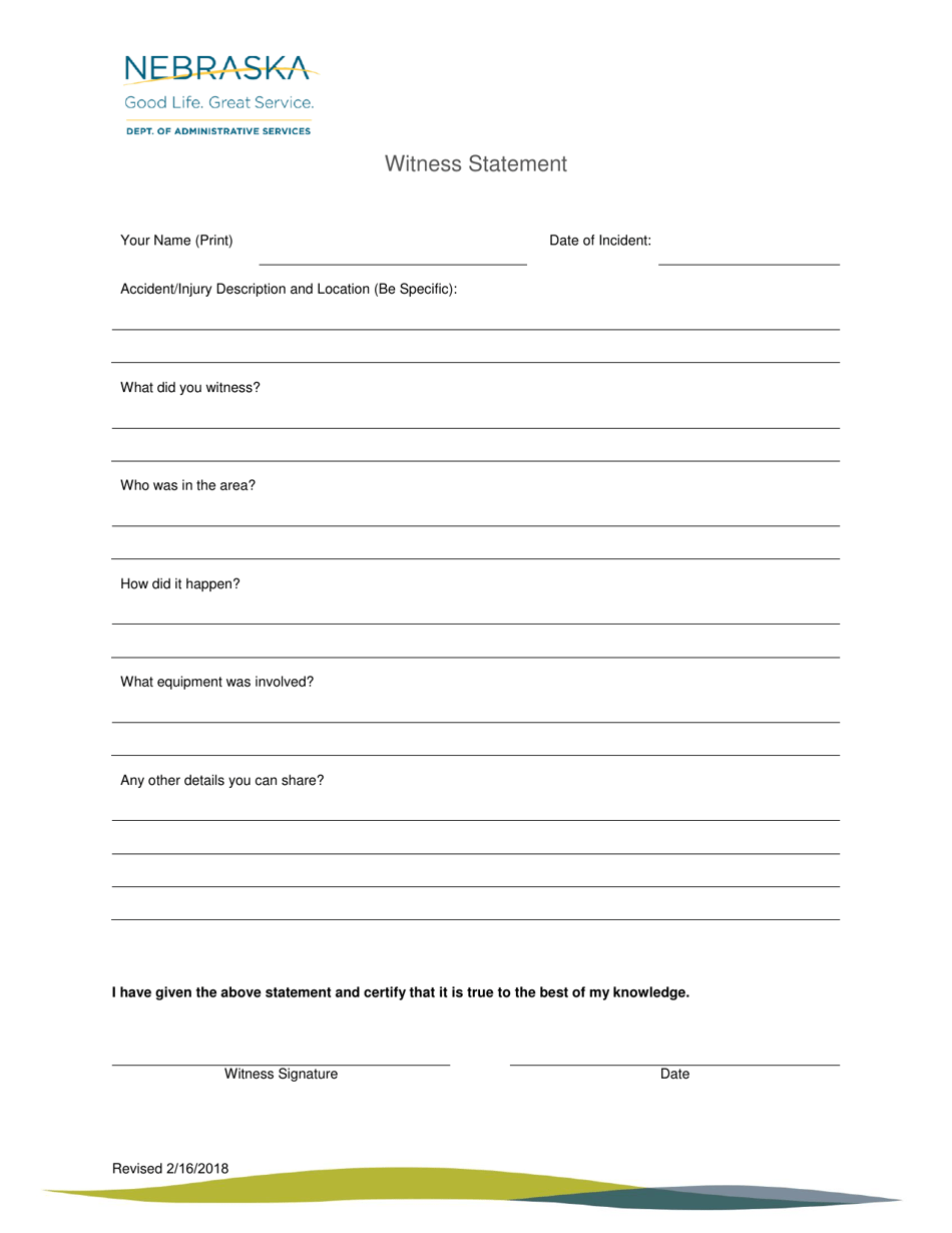 Nebraska Witness Statement - Fill Out, Sign Online and Download PDF ... Nebraska Witness Statement - Fill Out, Sign Online and Download PDF ...