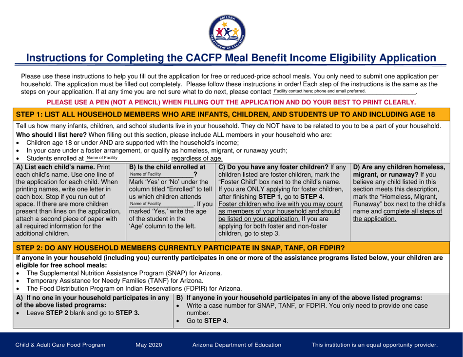 Download Instructions for Child and Adult Care Food Program Meal ...