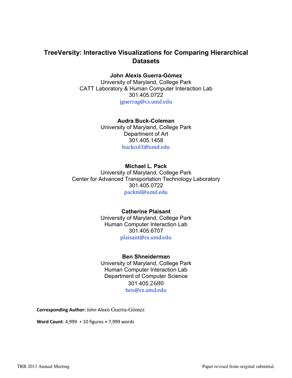 Treeversity Interactive Visualizations For Comparing Hierarchical Datasets John Alexis Guerra