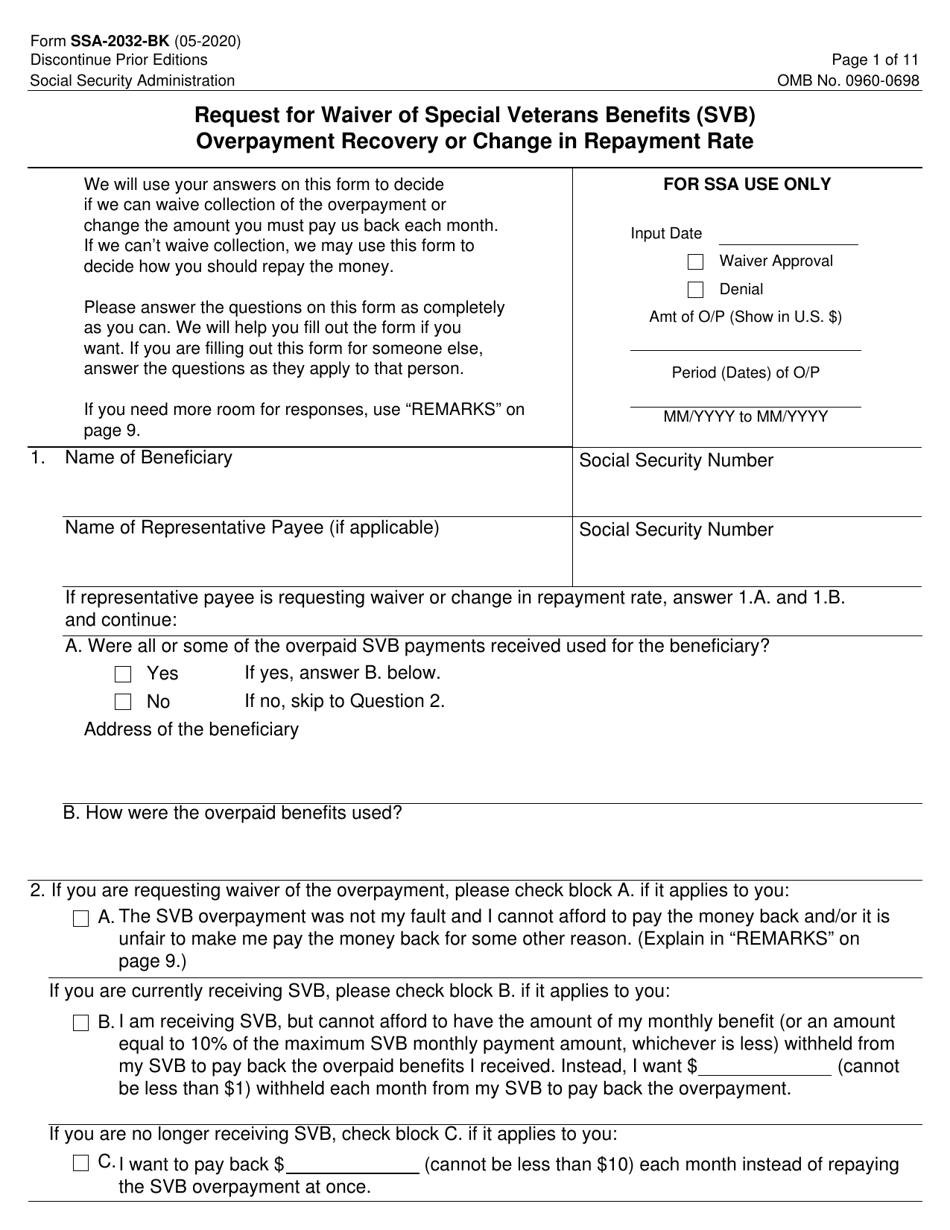 Form SSA-2032-BK - Fill Out, Sign Online and Download Fillable PDF ...