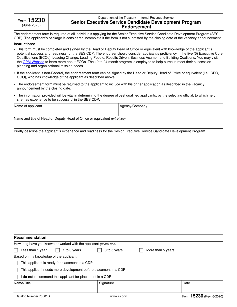 IRS Form 15230 - Fill Out, Sign Online and Download Fillable PDF ...