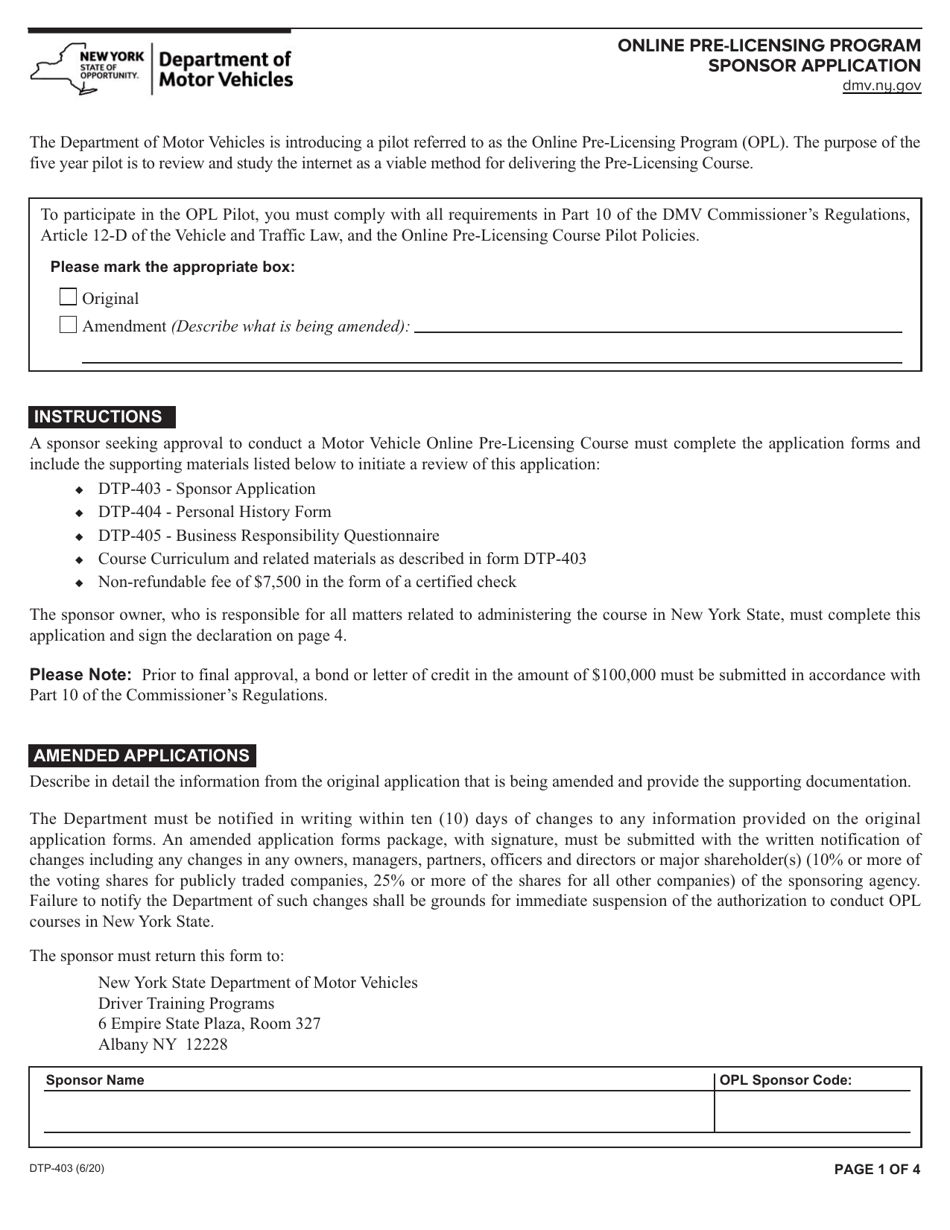 Form DTP-403 - Fill Out, Sign Online and Download Fillable PDF, New ...