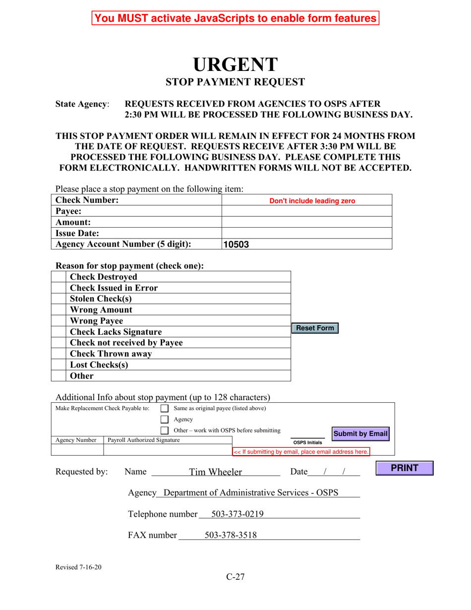 Form C-27 - Fill Out, Sign Online and Download Fillable PDF, Oregon ...