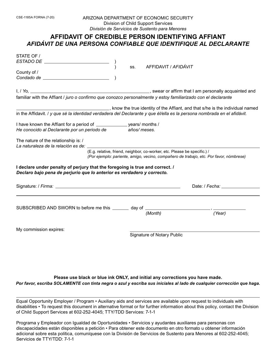 Form CSE-1185A Download Fillable PDF or Fill Online Affidavit of ...