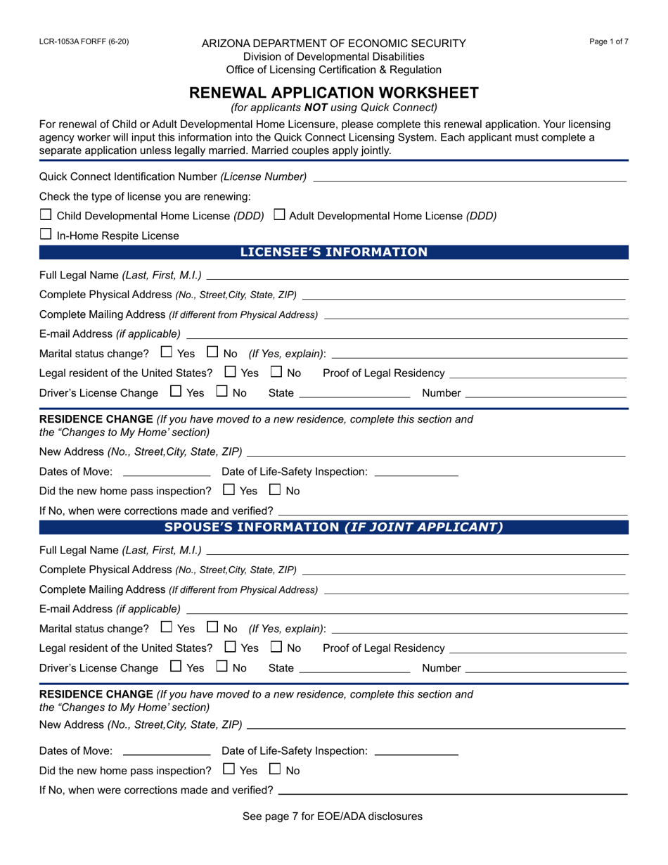 Form LCR-1053A - Fill Out, Sign Online and Download Fillable PDF ...