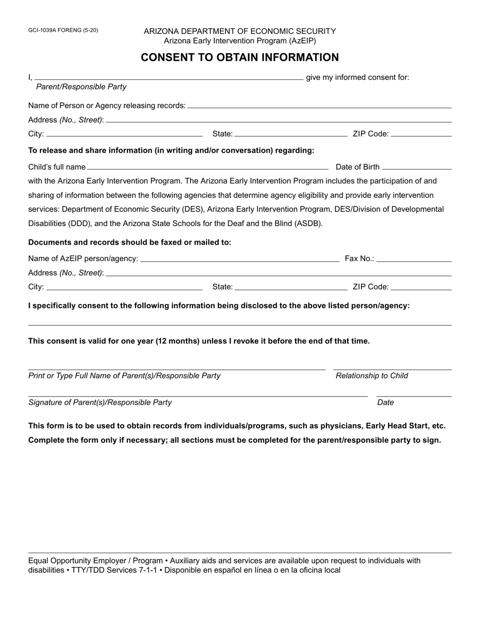 Form GCI-1039A - Fill Out, Sign Online and Download Fillable PDF ...