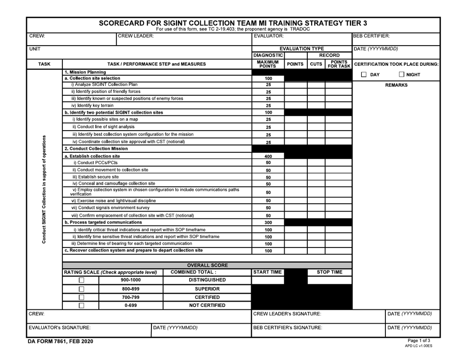 DA Form 7861 - Fill Out, Sign Online and Download Printable PDF ...
