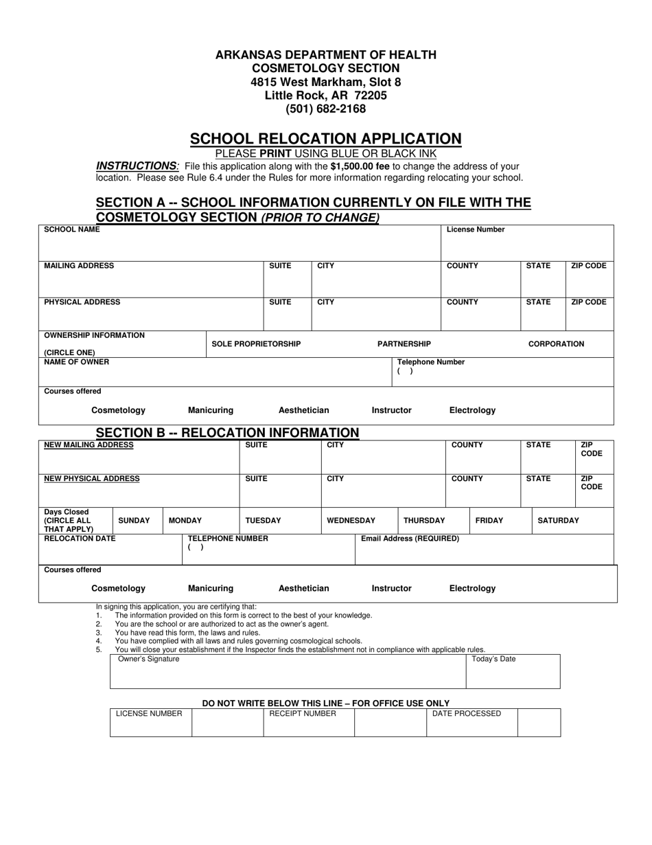 Arkansas School Relocation Application - Fill Out, Sign Online and ...