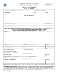 CBP Form 26 Download Fillable PDF or Fill Online Report of Diversion ...
