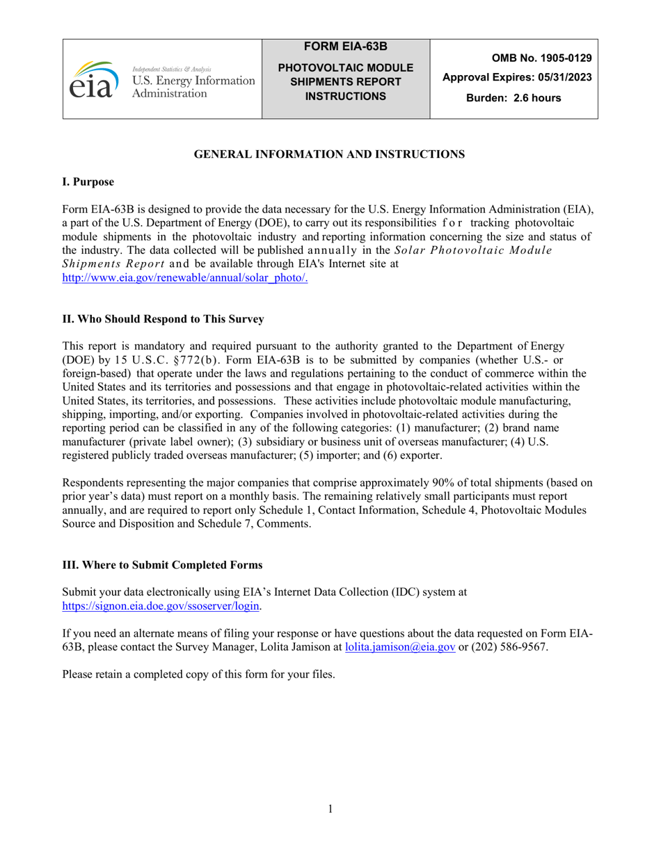 Download Instructions for Form EIA-63B Monthly/Annual Photovoltaic ...