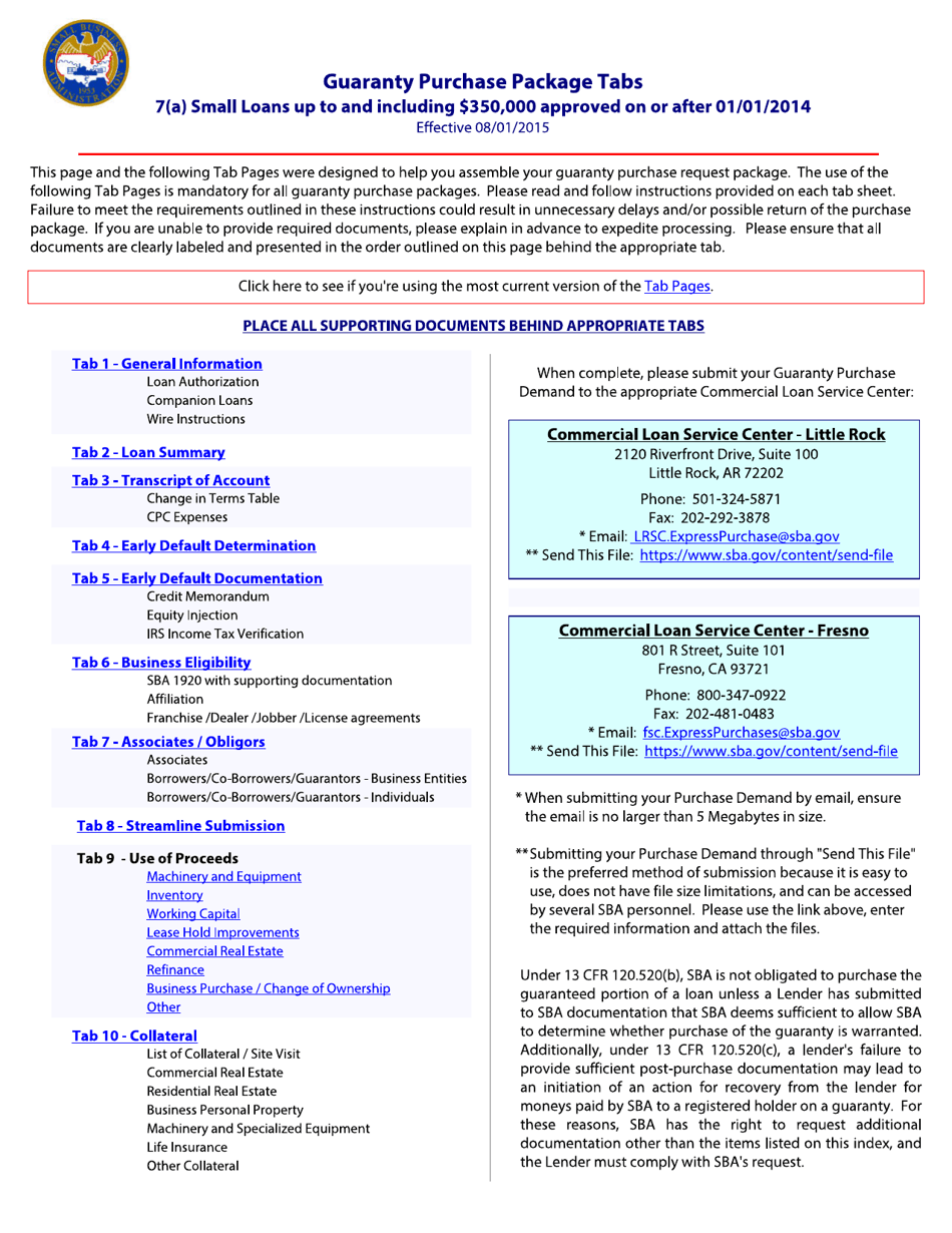 Guaranty Purchase Package Tabs - Fill Out, Sign Online and Download PDF ...