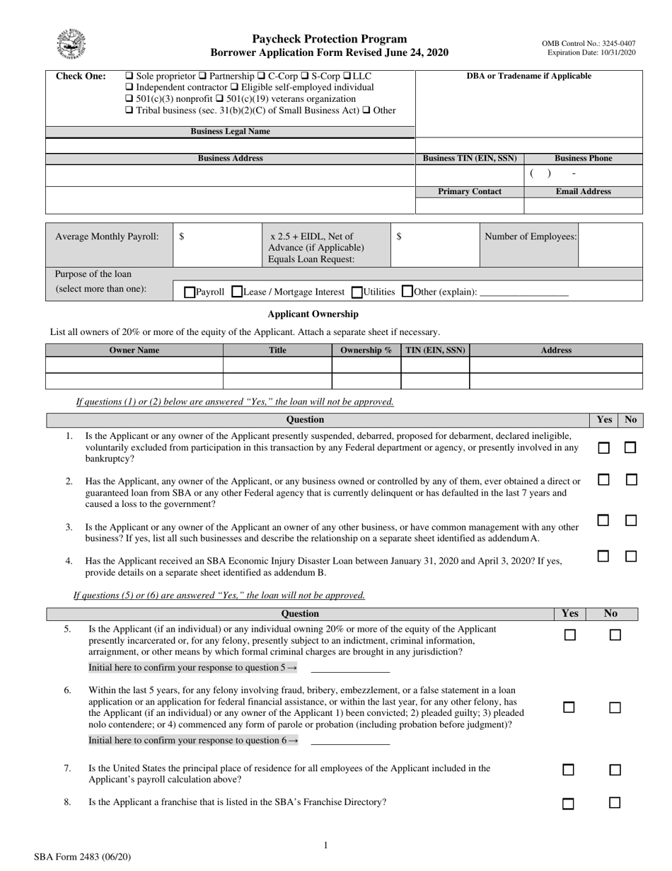 SBA Form 2483 - Fill Out, Sign Online and Download Fillable PDF ...