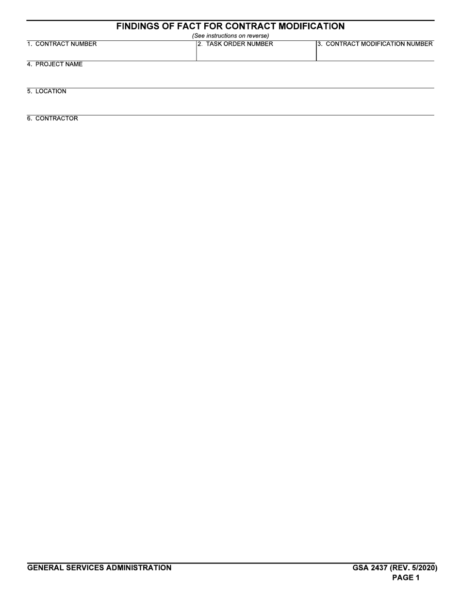 GSA Form 2437 Download Fillable PDF or Fill Online Findings of Fact for ...