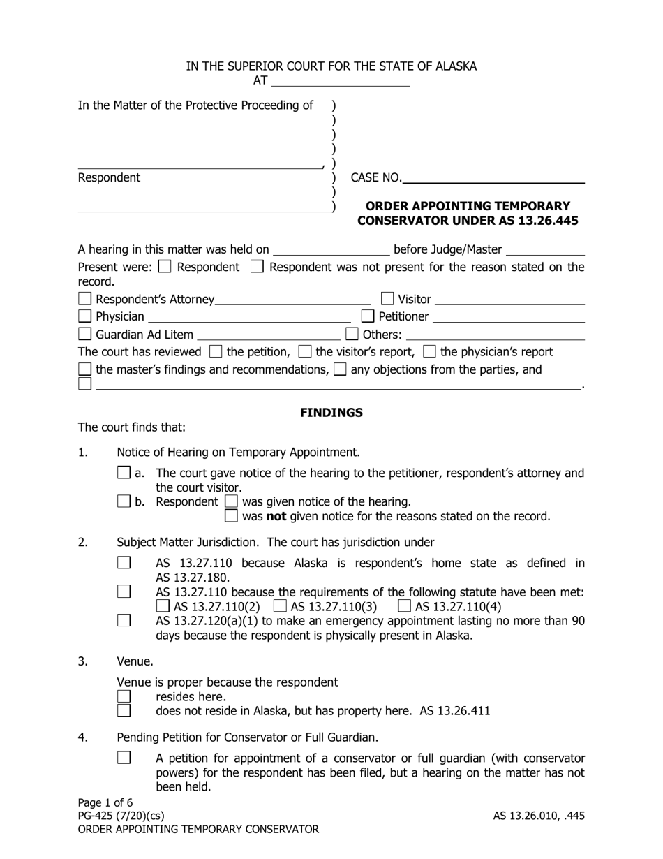 Form PG-425 - Fill Out, Sign Online and Download Fillable PDF, Alaska ...