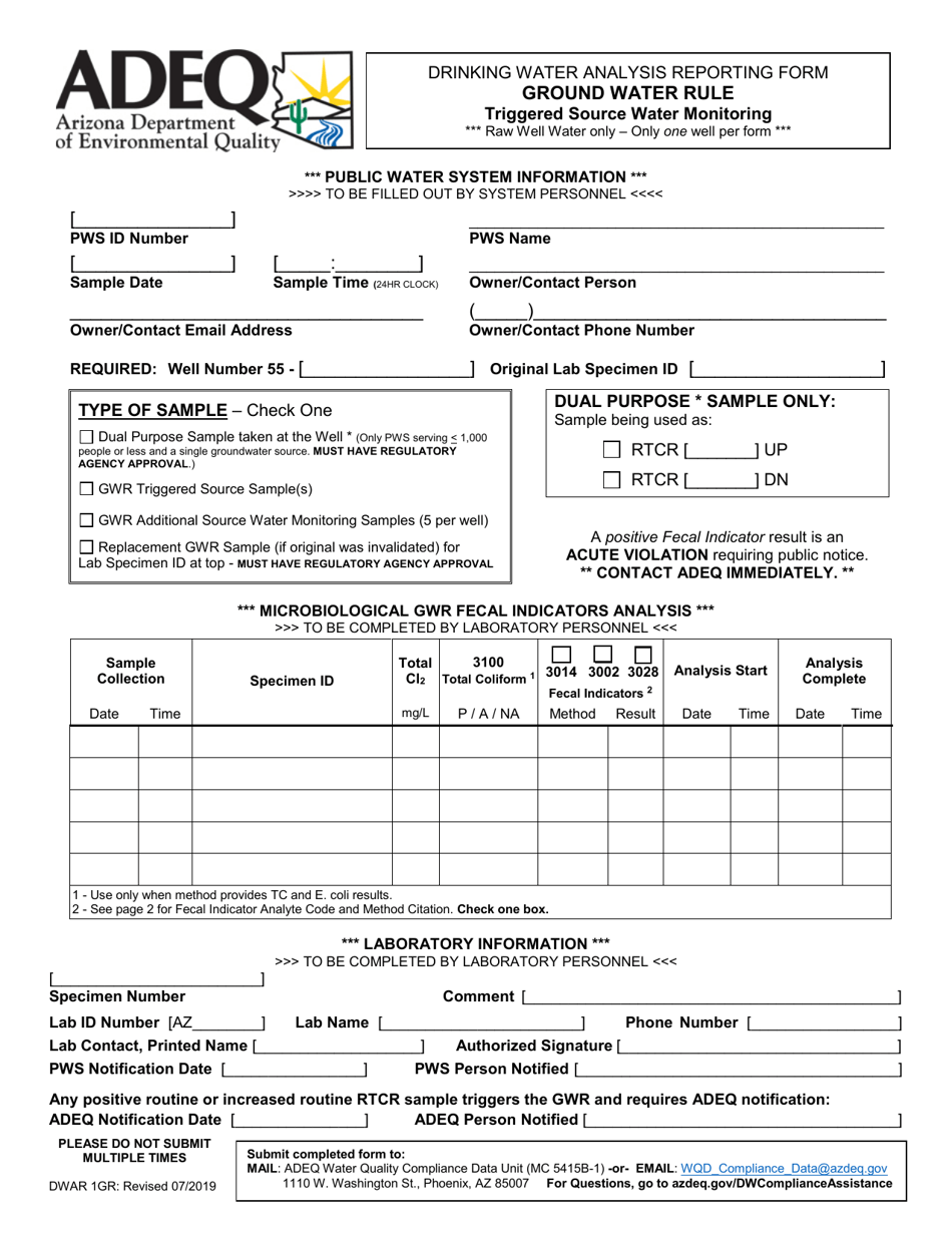 Form DWAR1GR - Fill Out, Sign Online and Download Fillable PDF, Arizona ...