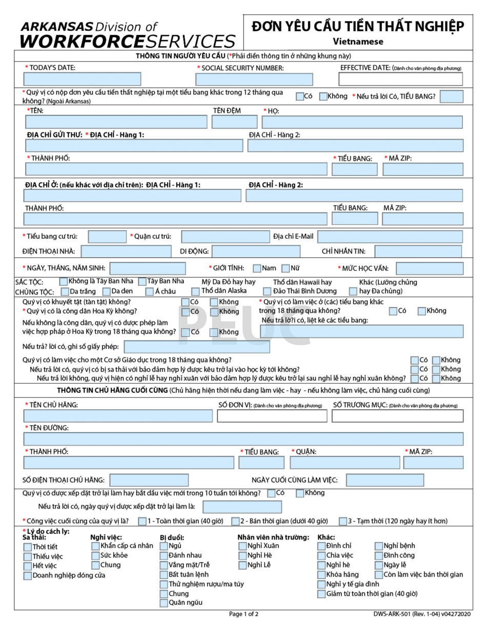 Form DWS-ARK-501 Download Fillable PDF or Fill Online Application for ...