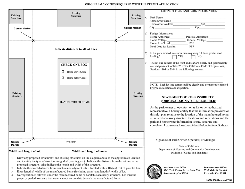 Form HCD538 - Fill Out, Sign Online and Download Fillable PDF, California | Templateroller