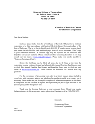 Delaware Certificate of Revival of Charter for a Forfeited Corporation ...