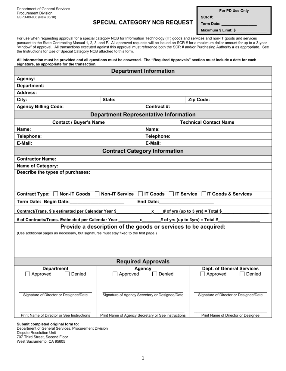 Form GSPD-09-008 - Fill Out, Sign Online and Download Fillable PDF ...