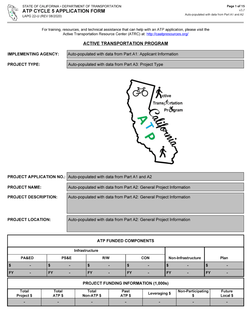 Form LAPG22-U Download Fillable PDF or Fill Online ATP Cycle 5 Application Form, California 2018 ...