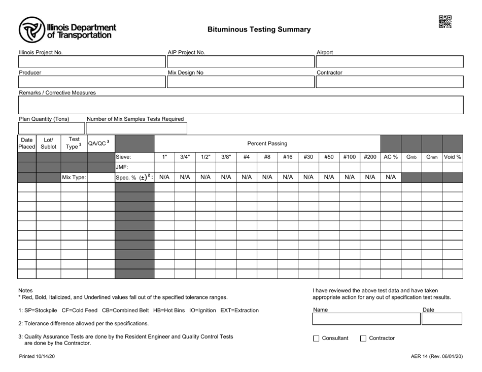 Form AER14 - Fill Out, Sign Online and Download Fillable PDF, Illinois ...