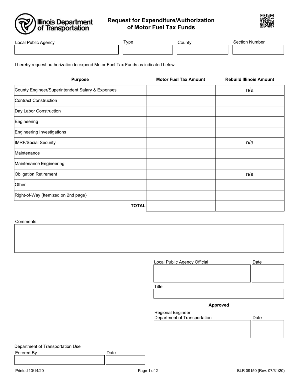 Form BLR09150 Download Fillable PDF or Fill Online Request for Expenditure/Authorization of ...