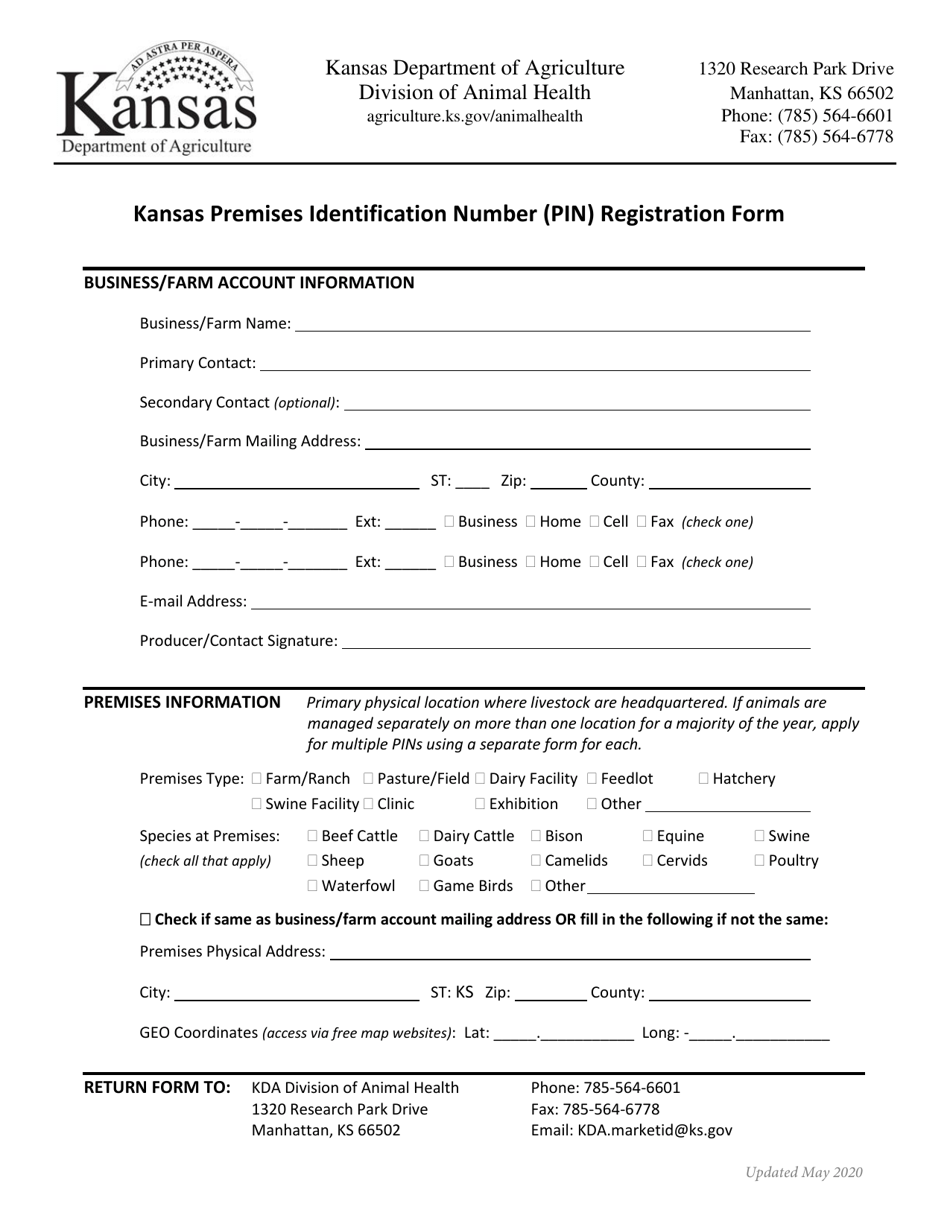 Kansas Kansas Premises Identification Number (Pin) Registration Form ...