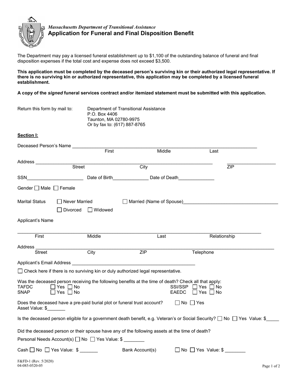 Form F&FD-1 - Fill Out, Sign Online and Download Fillable PDF ...