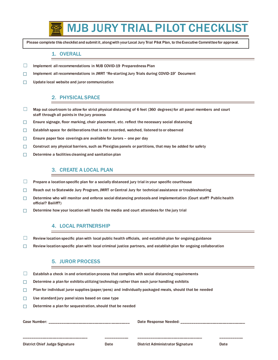Minnesota Mjb Jury Trial Pilot Checklist - Fill Out, Sign Online and ...