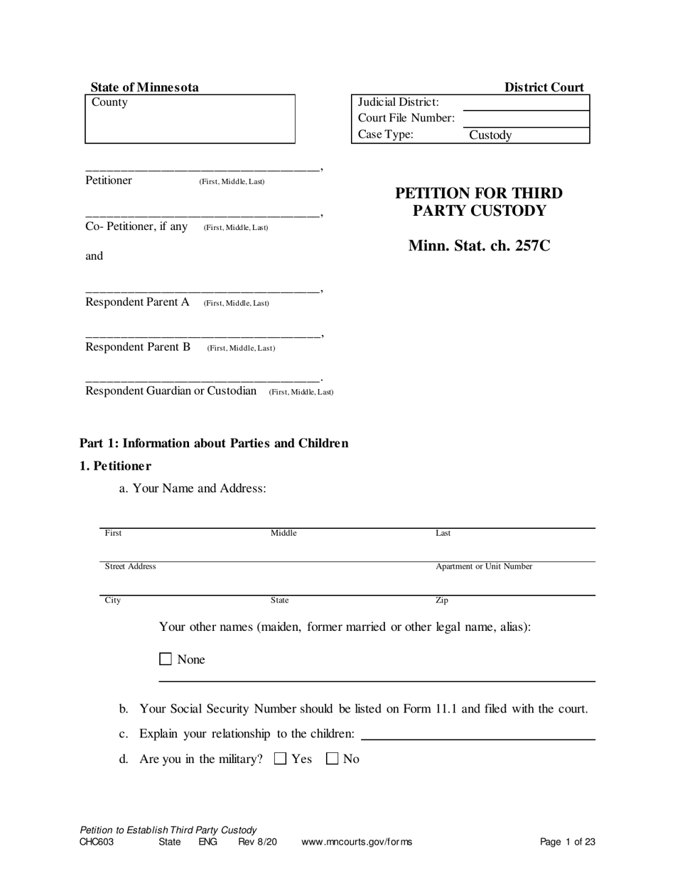 Form CHC603 Download Printable PDF or Fill Online Petition for Third ...