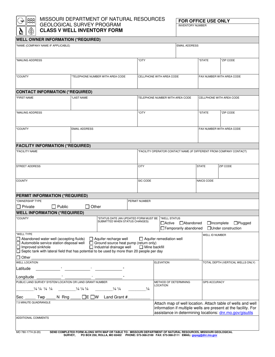 Form MO780-1774 Download Fillable PDF or Fill Online Class V Well ...