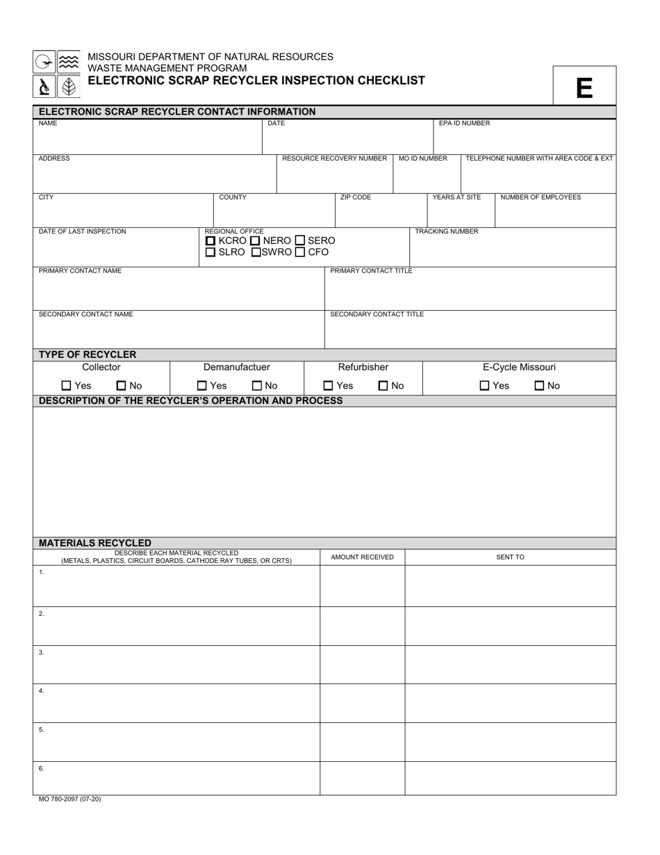 Form MO780-2097 Download Fillable PDF or Fill Online Electronic Scrap ...