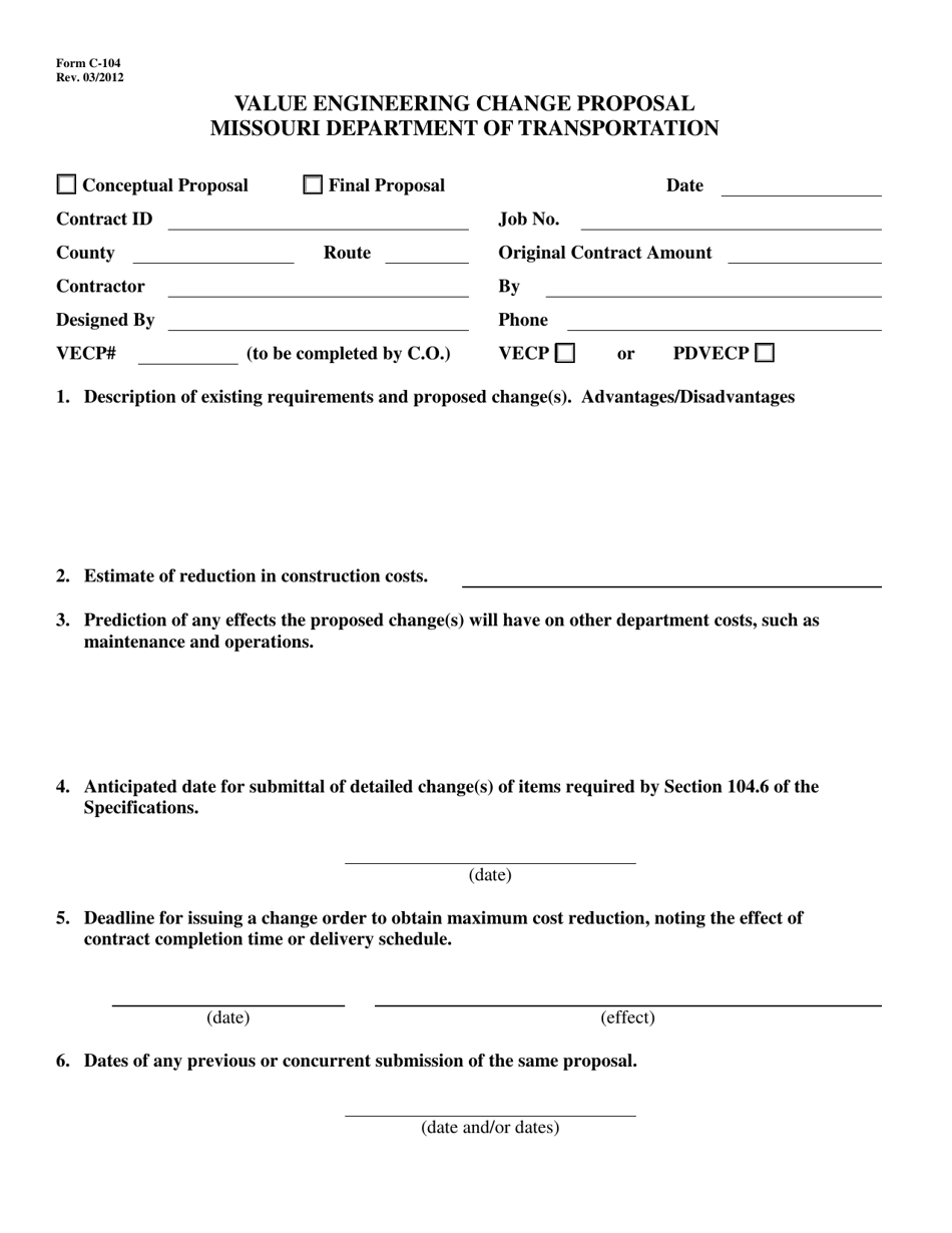 Form C-104 - Fill Out, Sign Online and Download Fillable PDF, Missouri ...