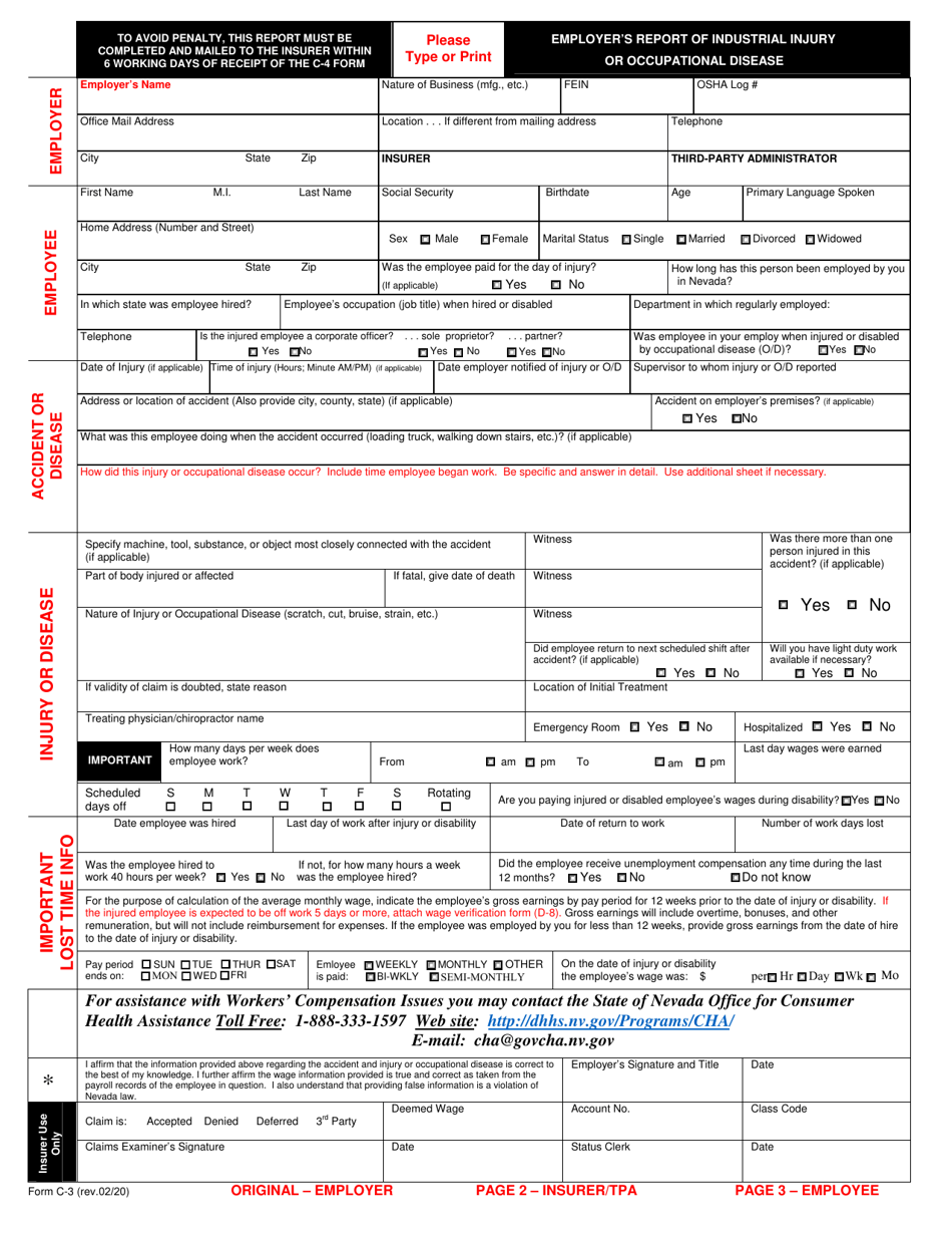 Form C-3 - Fill Out, Sign Online and Download Fillable PDF, Nevada ...