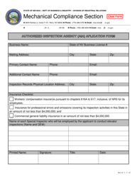 Nevada Authorized Inspection Agency (Aia) Application Form Download ...